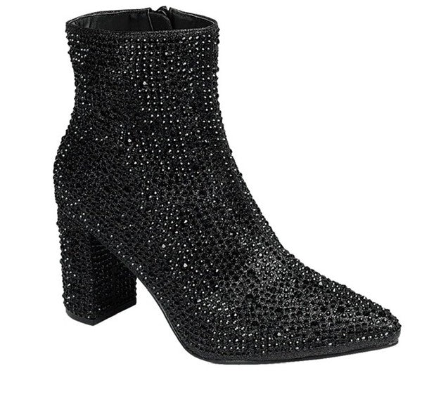 The Iceberg Rhinestone Bootie- Black – 4 Queen's Boutique